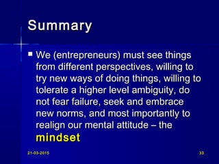 Entrepreneurial mindset | PPT