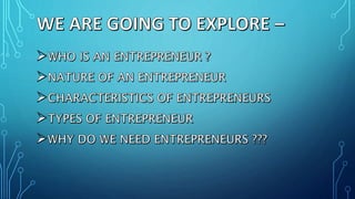 Entrepreneur,NATURE, TYPES, ppt by parimal BHU | PPTX