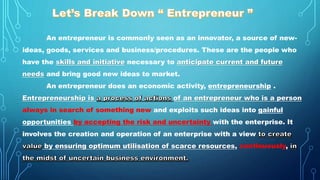 Entrepreneur,NATURE, TYPES, ppt by parimal BHU | PPTX