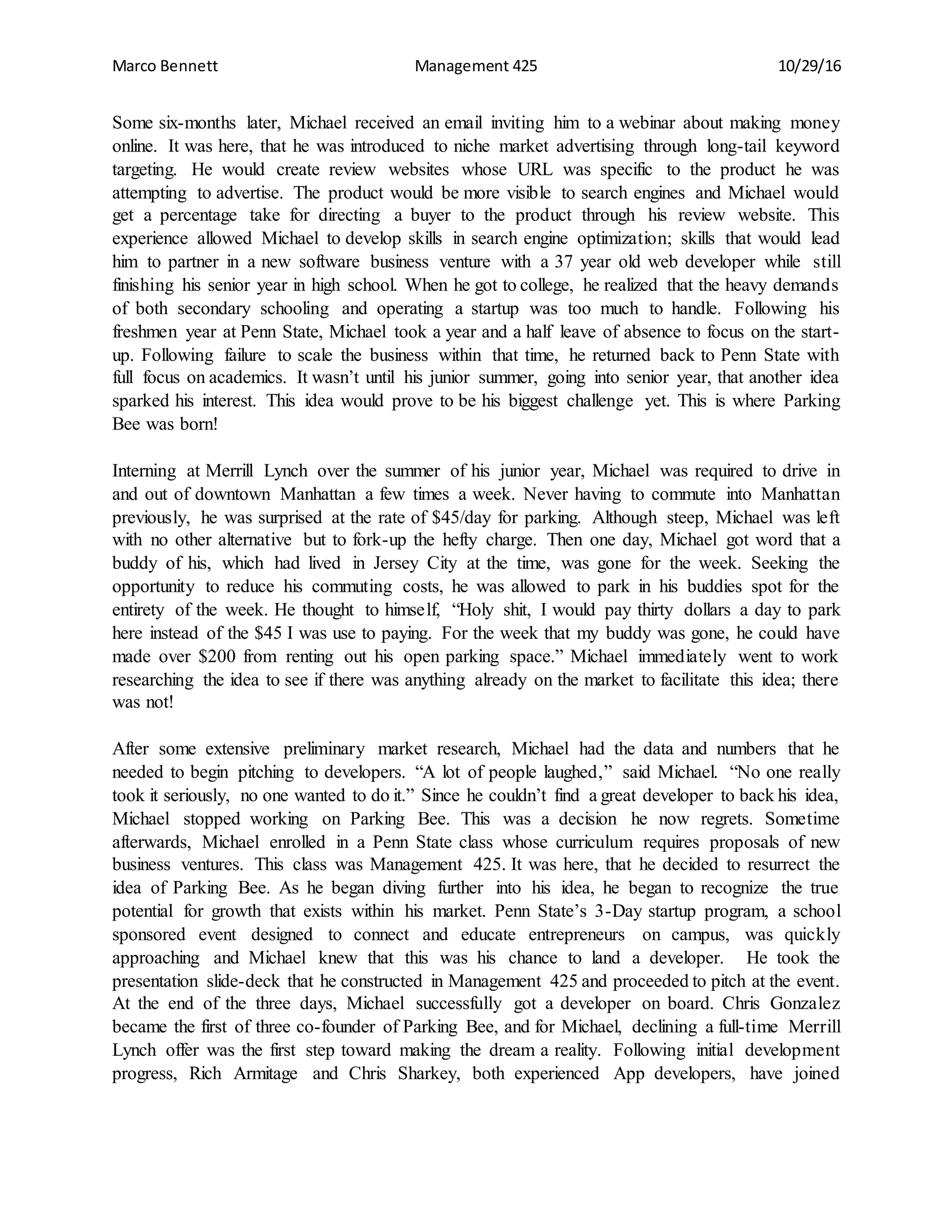 Report: Entrepreneur Profile | DOCX