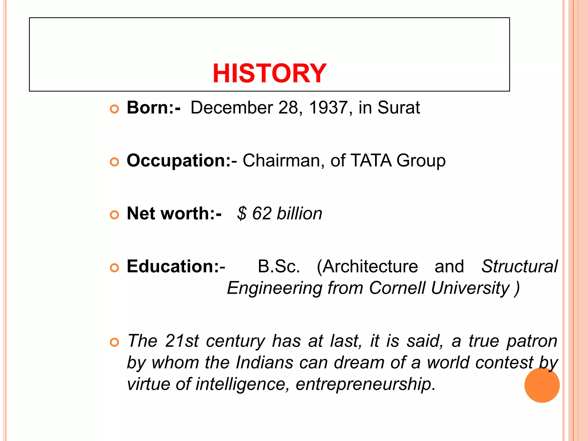 Entrepreneur ratan tata | PPTX
