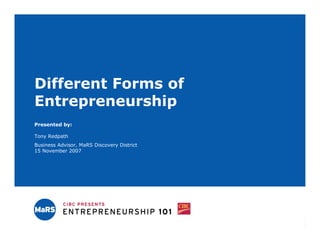 Entrepreneurship 101: Different Forms of Entrepreneurship | PDF