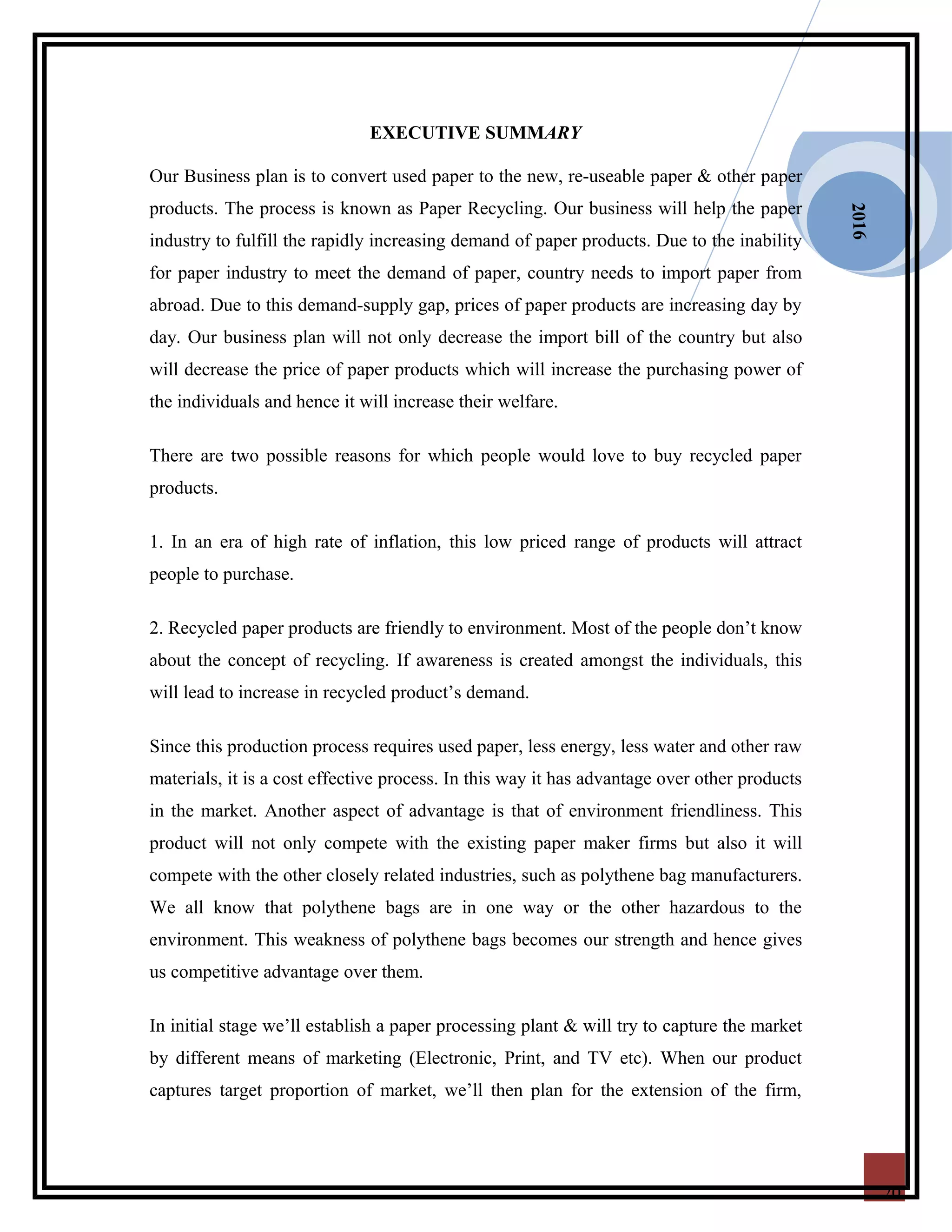 Assignment on New Business Plan | DOC