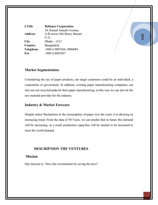 Assignment on New Business Plan | DOC