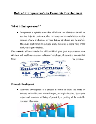 Role of Entrepreneur's in economic development and role of women ...