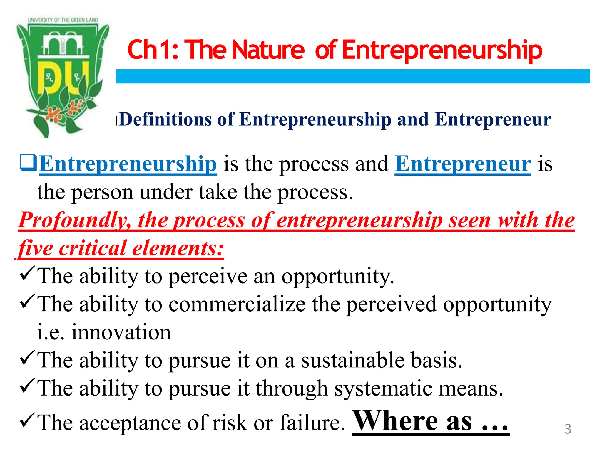 ENTREPRENEURSHIP FOR FRESHMAN STUDENTS AT HIGHER EDUCATIONAL ...