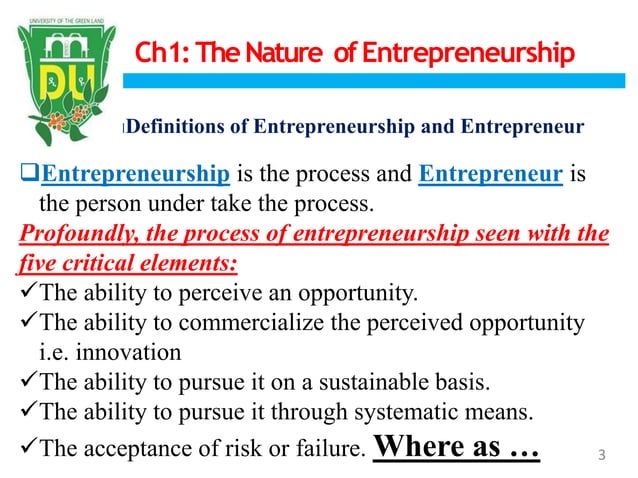 ENTREPRENEURSHIP FOR FRESHMAN STUDENTS AT HIGHER EDUCATIONAL ...