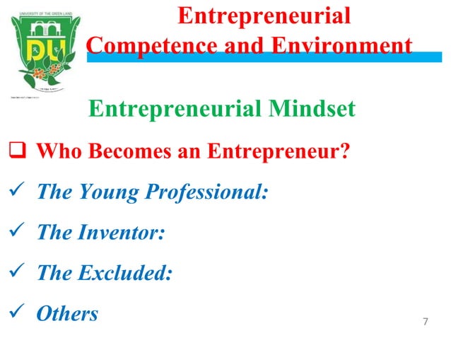 ENTREPRENEURSHIP FOR FRESHMAN STUDENTS AT HIGHER EDUCATIONAL ...