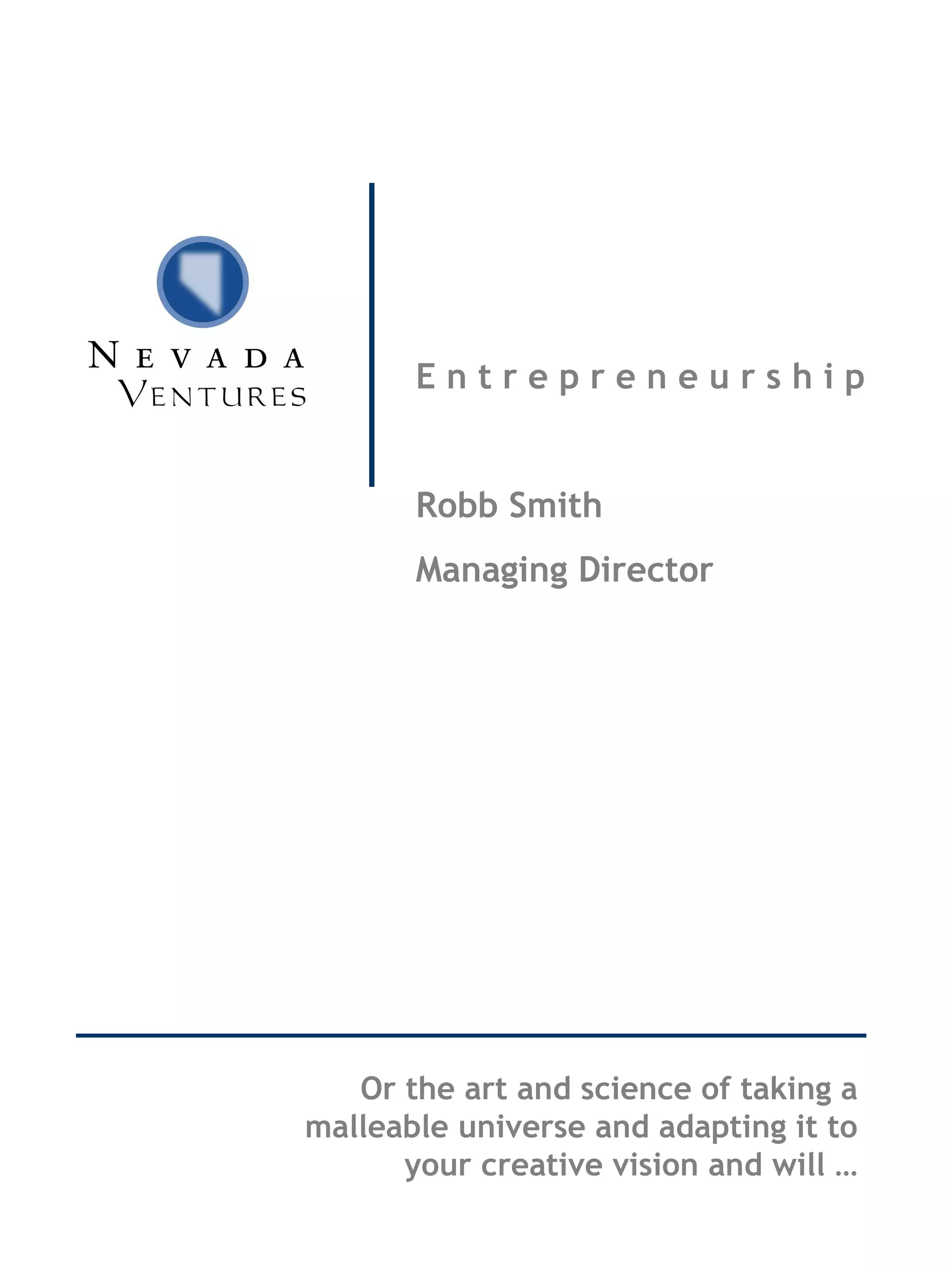 Entrepreneurship Class, UNR MBA Program | PPT