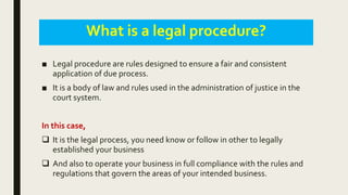 Entrepreneurship section 3- legal procedures | PPTX