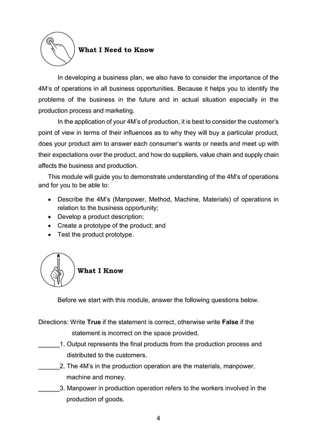 Entrepreneurship12_q2_Mod6_4M’s of Production and Business Model_v4.pdf ...