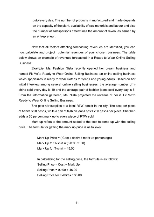 Entrepreneurship12_q2_Mod7_forecasting Revenues and Costs Department_v4 ...