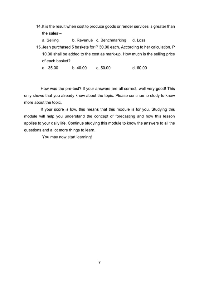 Entrepreneurship12_q2_Mod7_forecasting Revenues and Costs Department_v4 ...