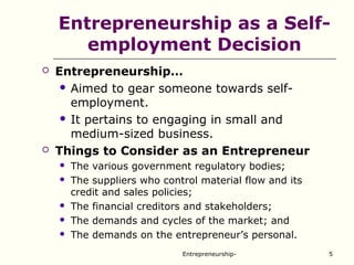 Entrepreneurship and entrepreneur | PPT