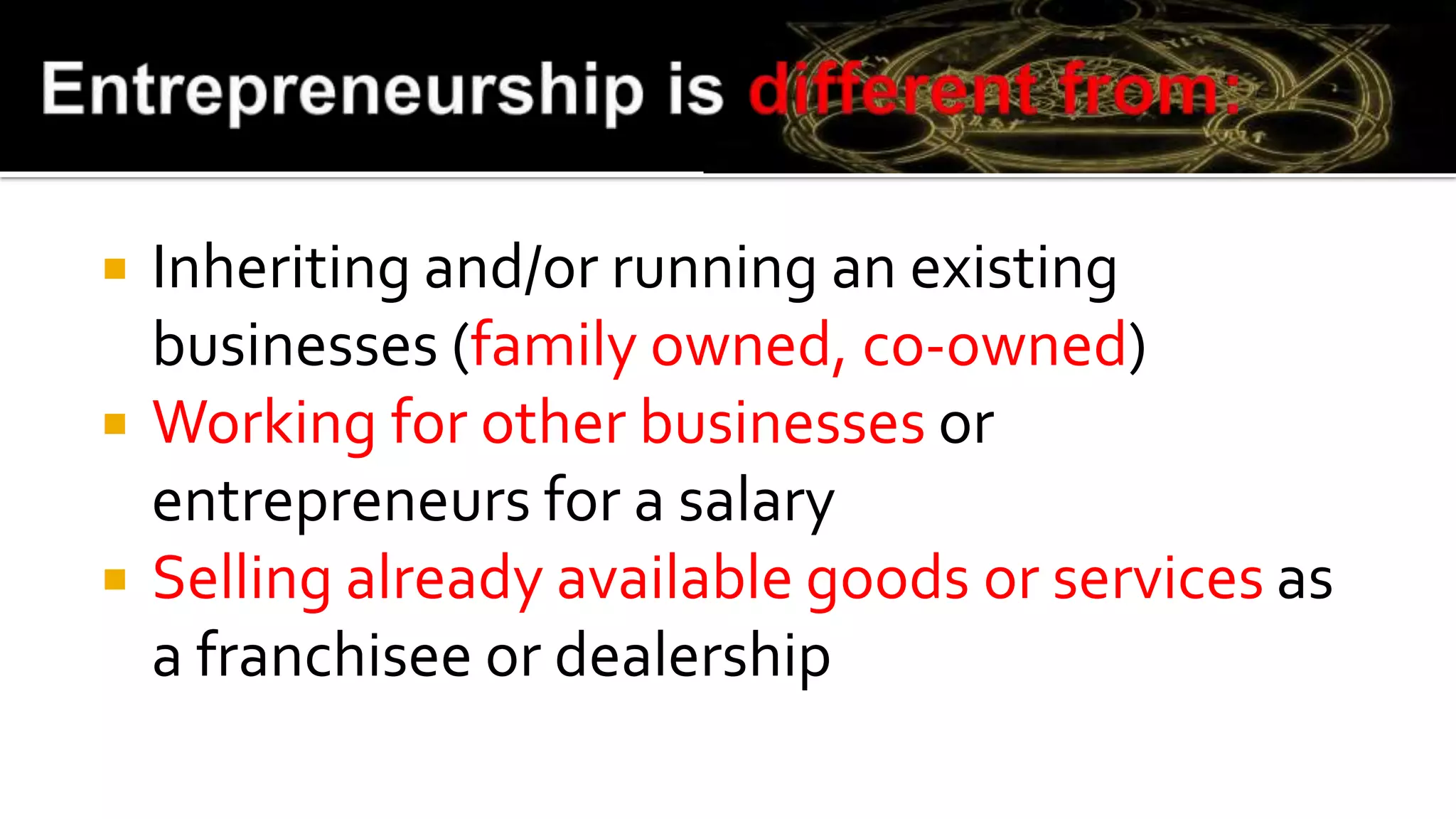 Entrepreneurship and ordinary small business activity | PPTX