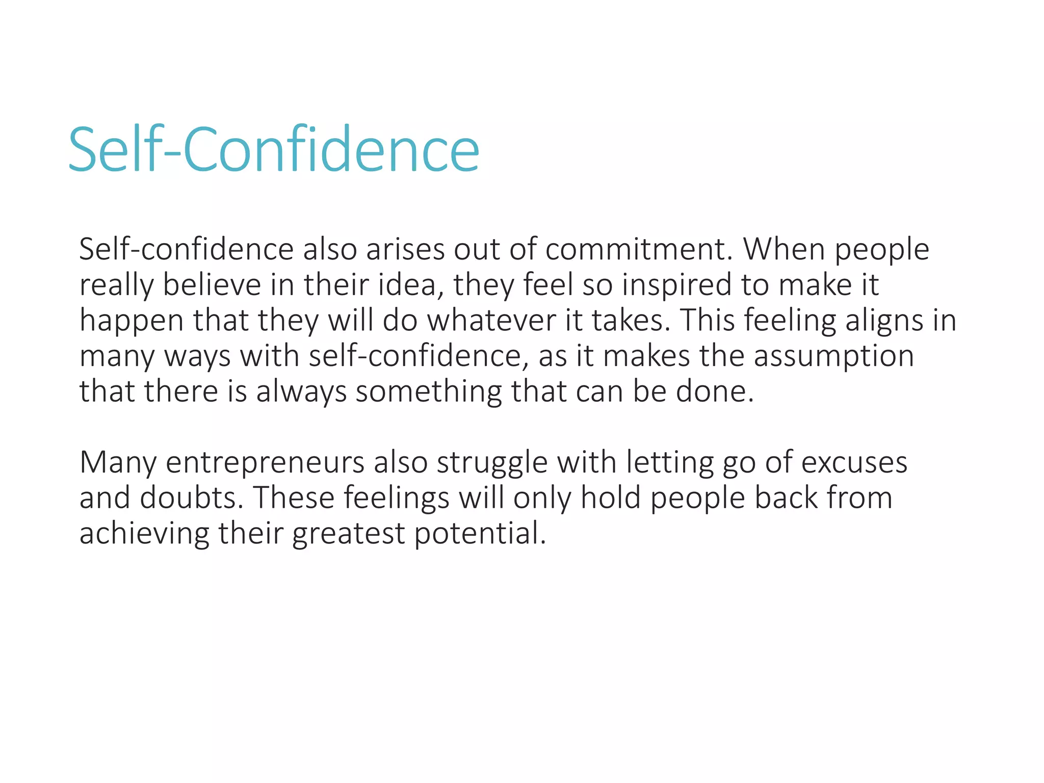 Entrepreneurship and the Importance of Self-Confidence | PPTX