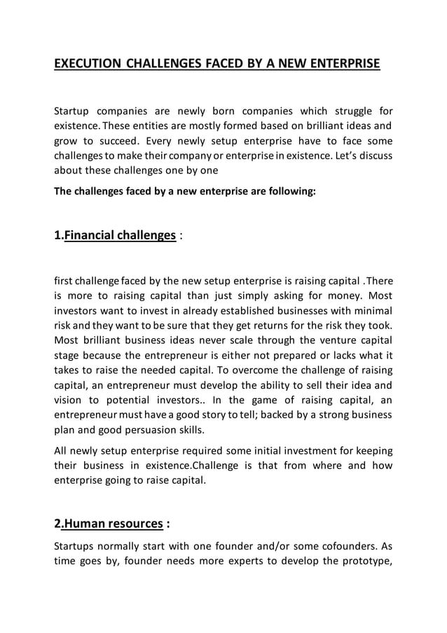 basic startups challenges faces by new syartups | PDF