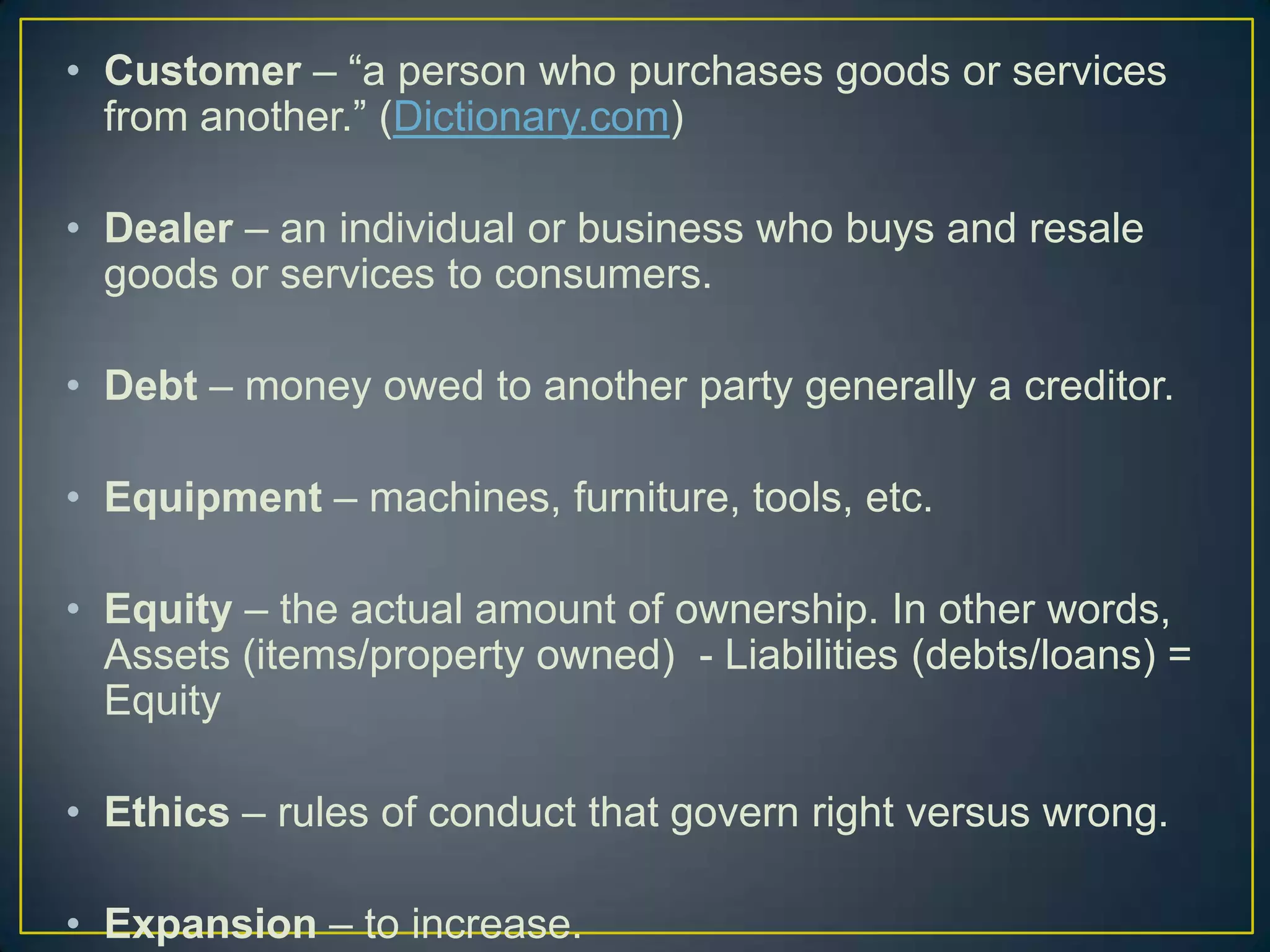 Entrepreneurship & Business Ethics Unit Vocabulary | PPTX | Business ...