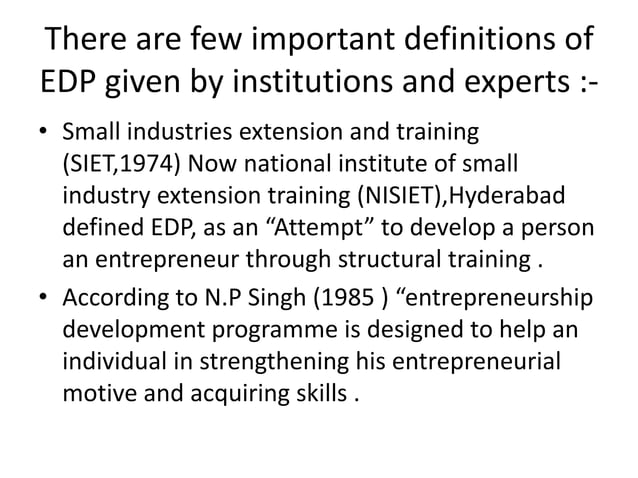 Entrepreneurship development programme (edp) | PPTX