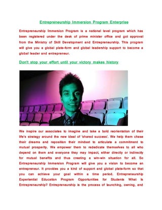 Founder,CEO&Managing Director of Entrepreneurship Immersion Program ...