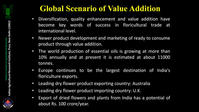 Entrepreneurship In floriculture through value addition.pdf | Agriculture | Industries