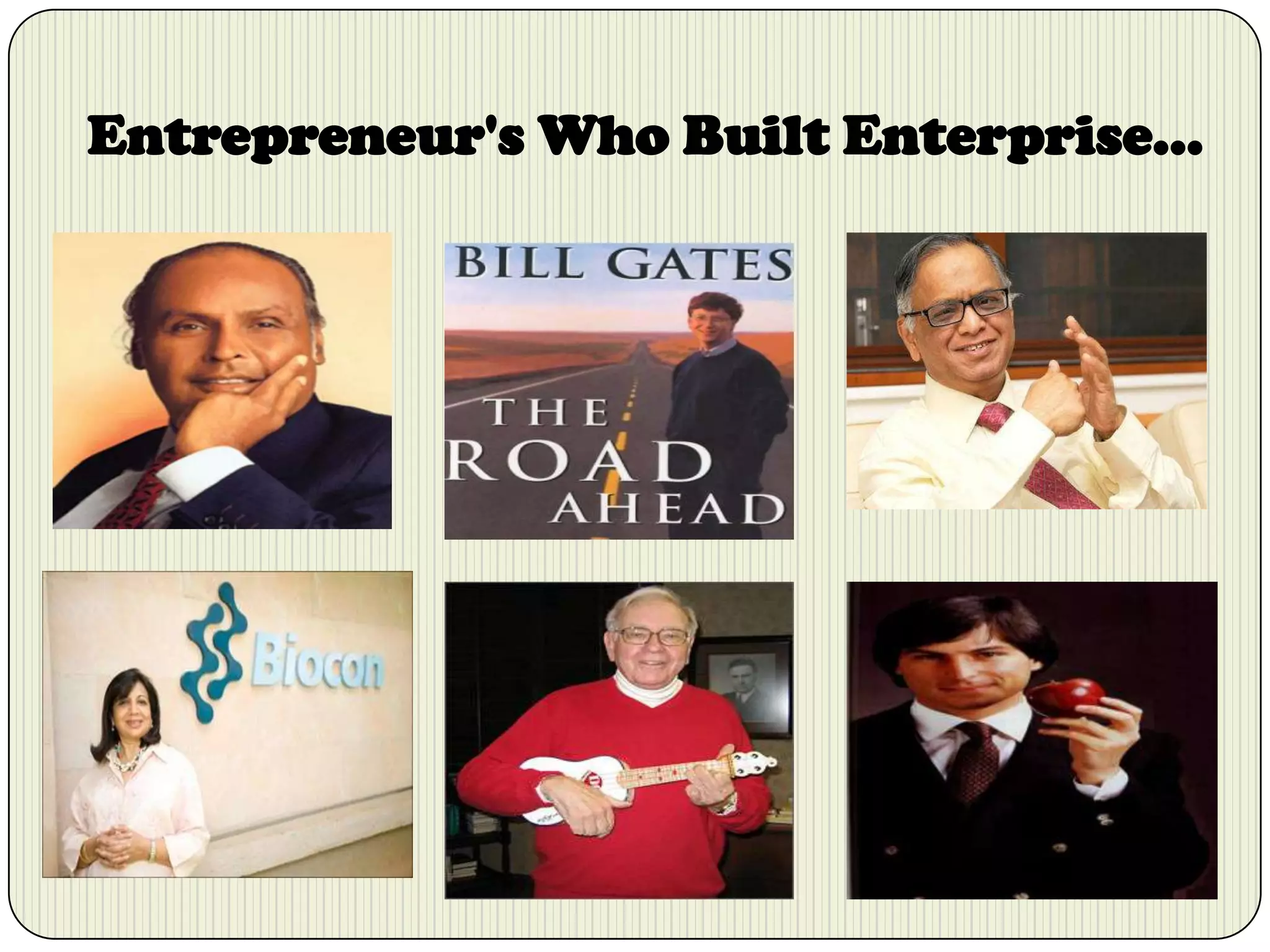 Entrepreneurship is a process of giving birth to an enterprise with ...