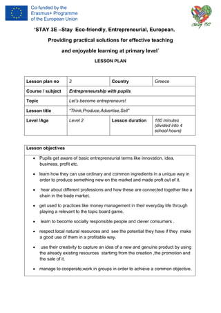 Entrepreneurship lesson plans' book | PDF