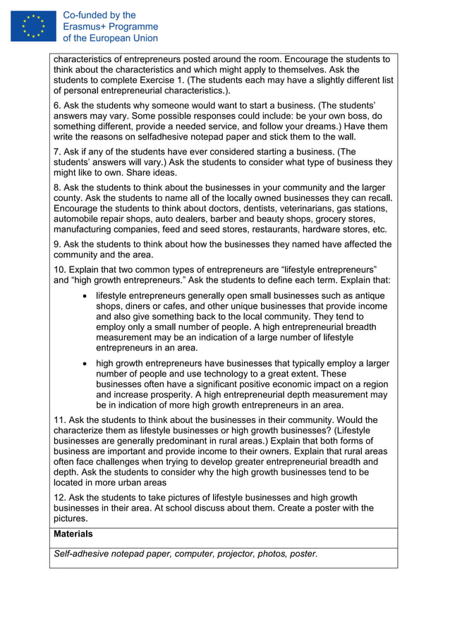 Entrepreneurship lesson plans' book | PDF