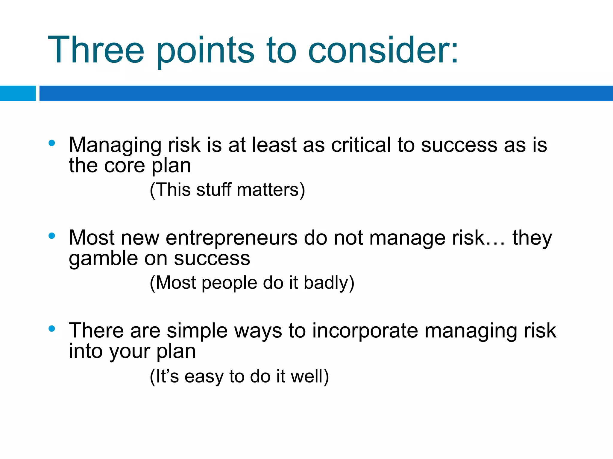 Entrepreneurship managing risk | PPTX