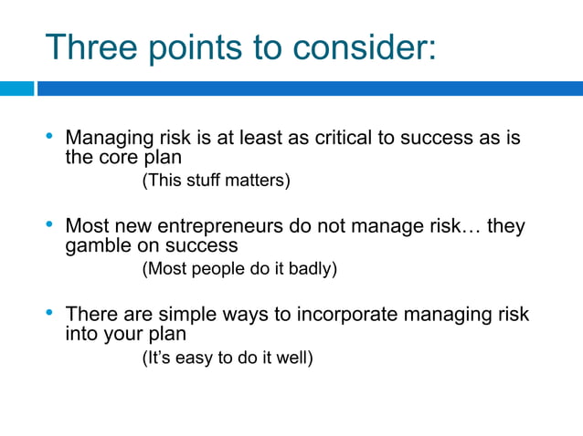 Entrepreneurship managing risk | PPTX