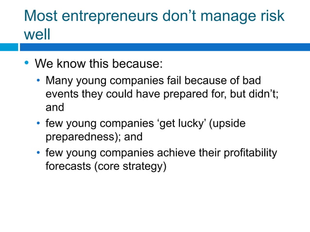Entrepreneurship managing risk | PPTX