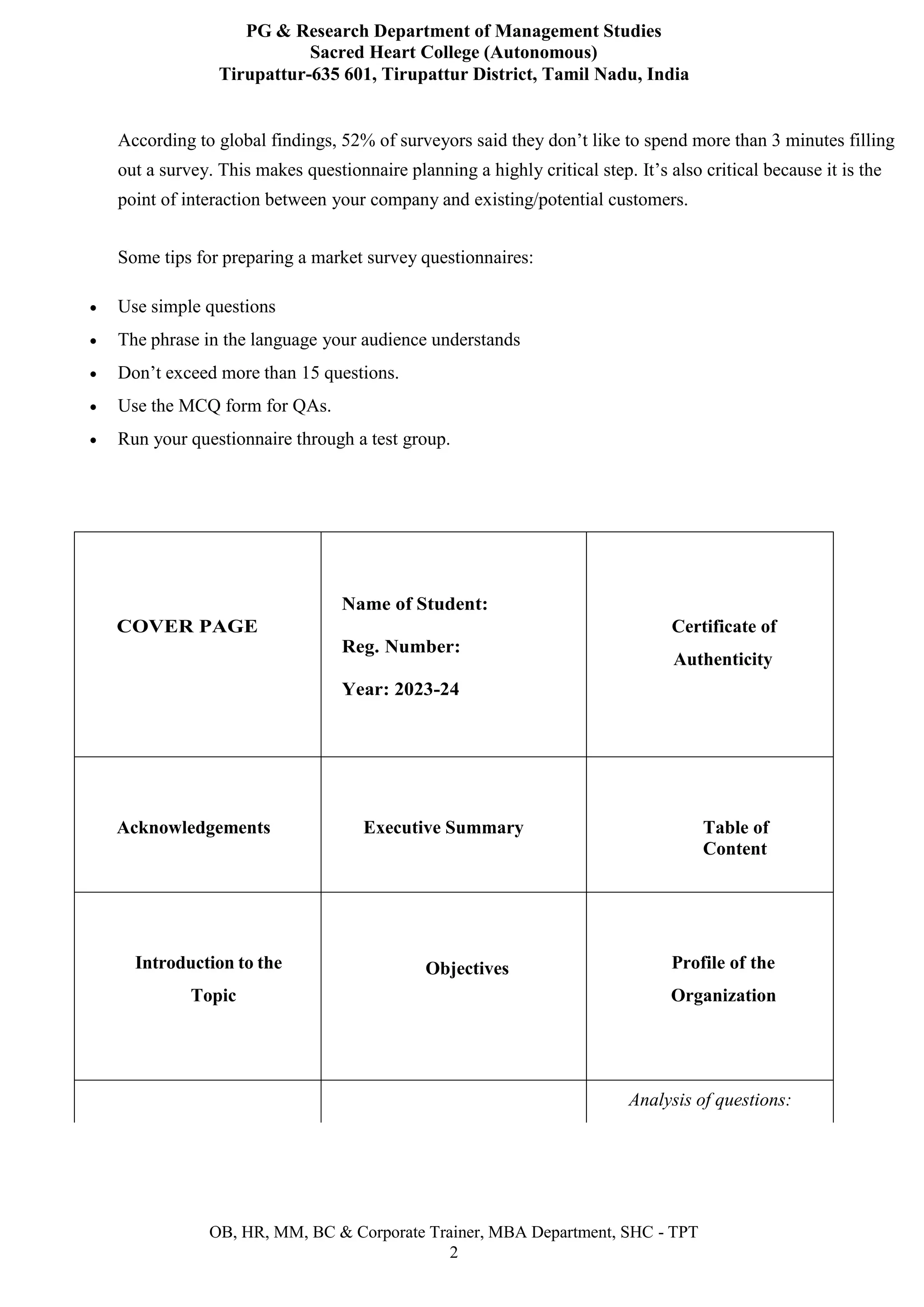 Entrepreneurship Project on Market Survey519.docx