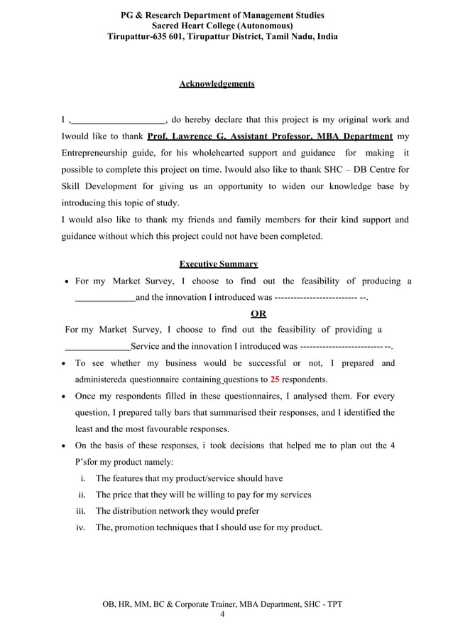 Entrepreneurship Project on Market Survey519.docx | Business ...