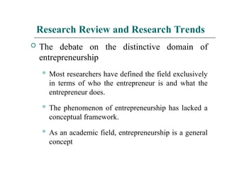 Detailed presentation Entrepreneurship Research | PPT