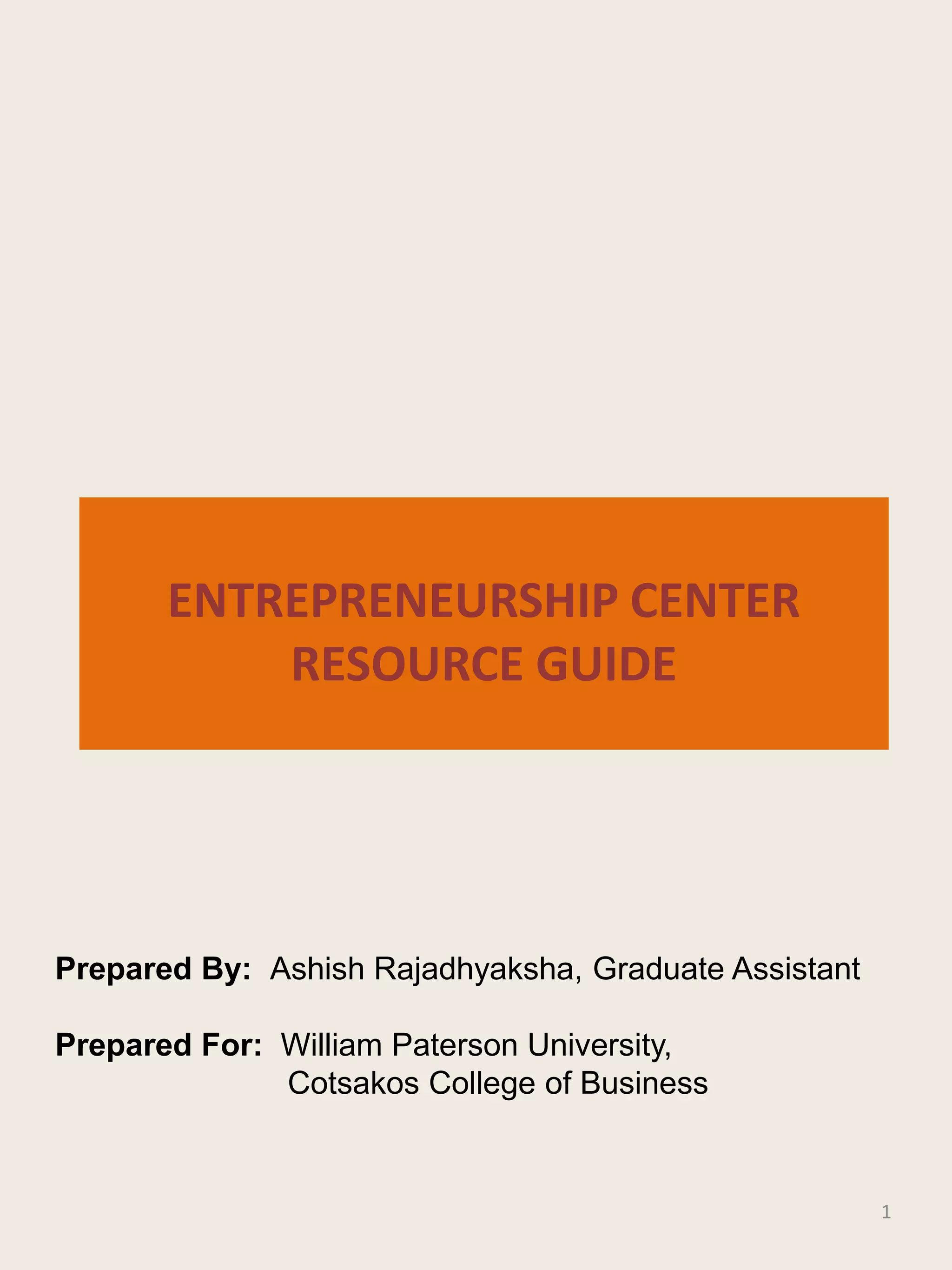 Entrepreneurship Resource Guide | PDF