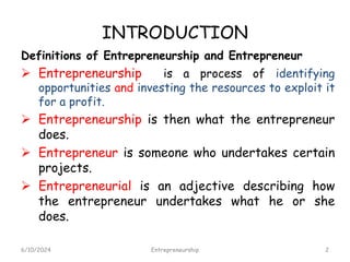 Entrepreneurship Short Note.pptx for Business Students | PPTX