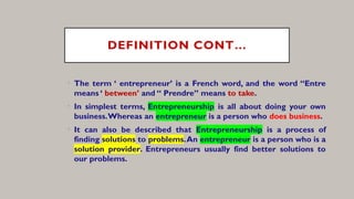 Introduction to Entrepreneurship: key concepts and definitions | PPTX