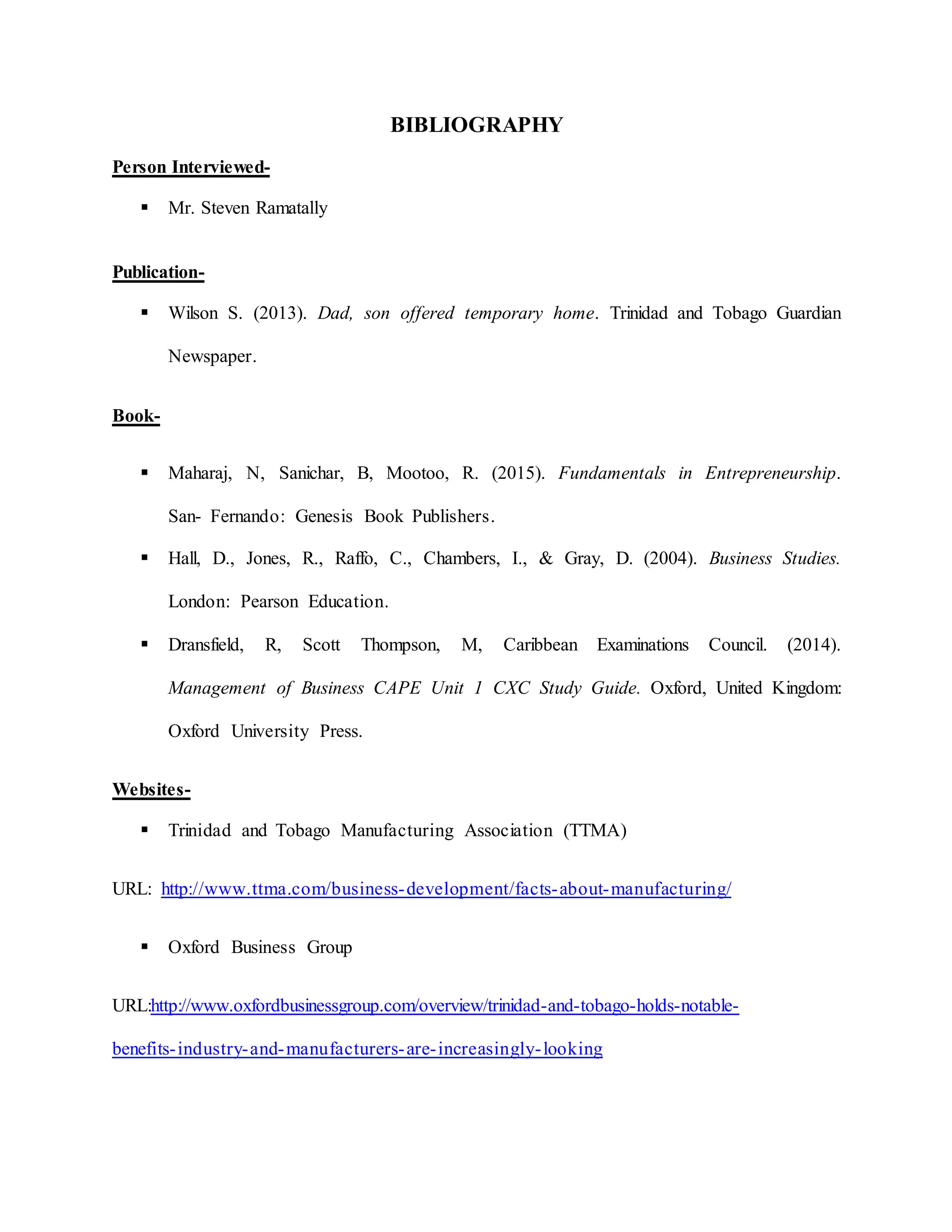 Entrepreneurship CAPE SBA Unit 1 | DOCX