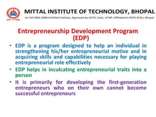 ENTREPRENEURSHIP WHY AND HOW BY DR AMIT SAHAY MITTAL INSTITUTE OF ...