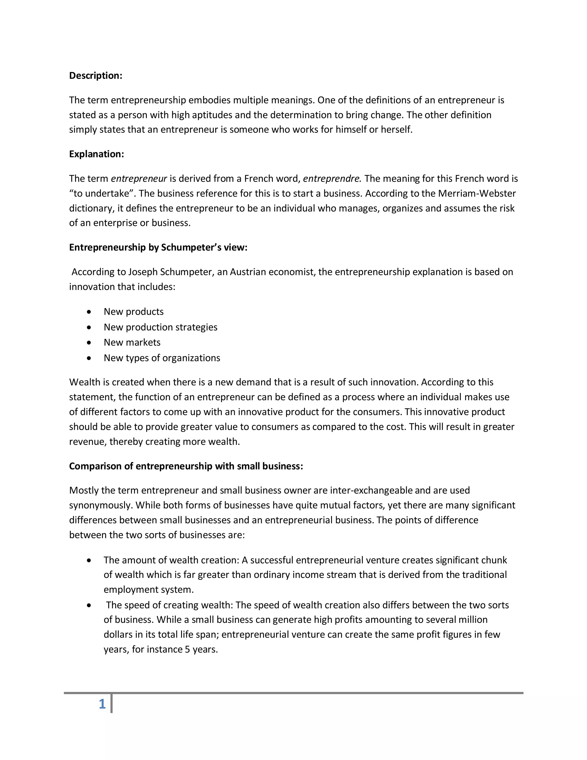 Entrepreneurship by Schumpeter’s View | PDF