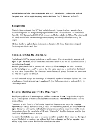 Entreprenueral journey redbus | PDF