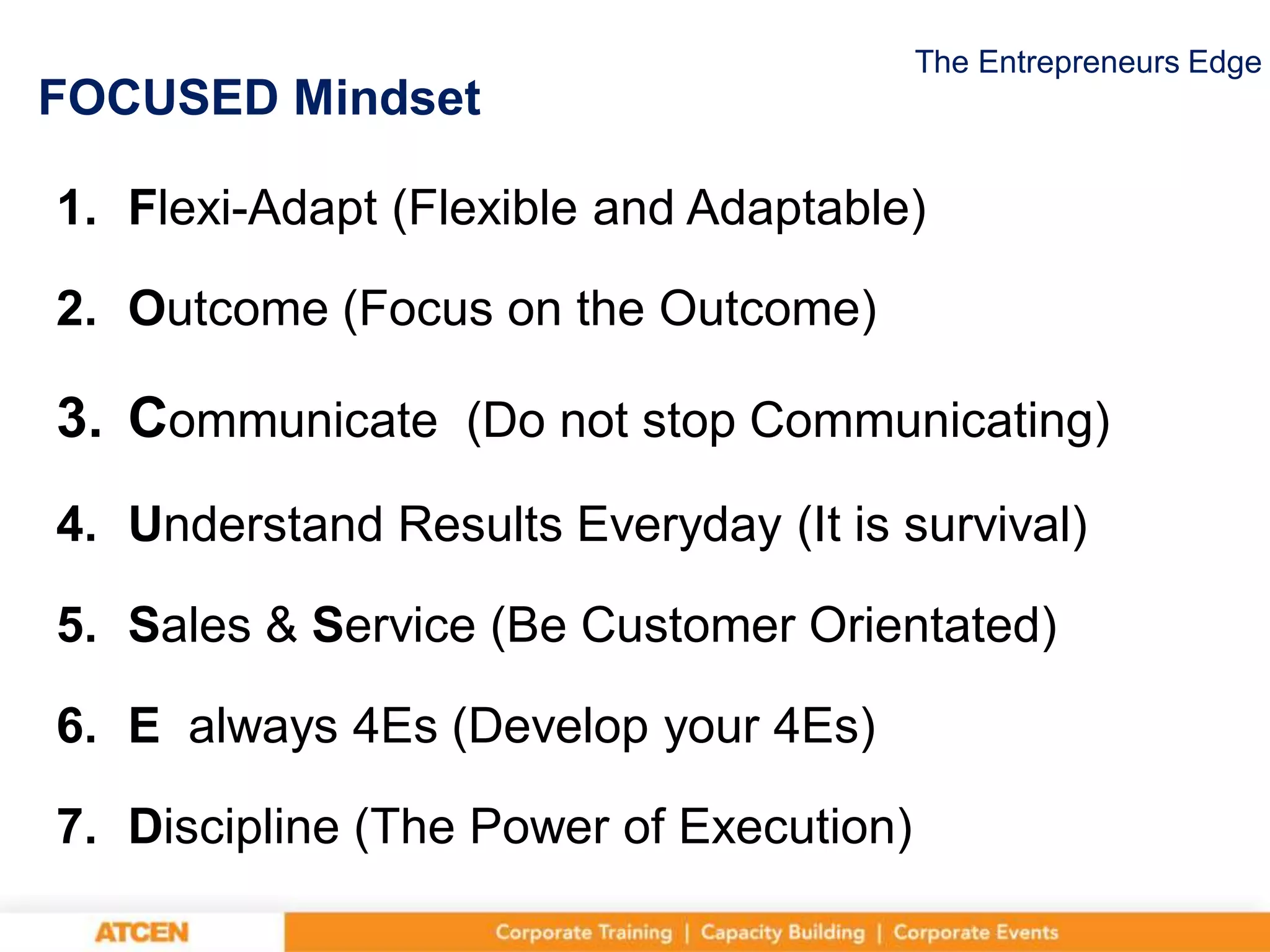 Entrepreneurship The FOCUSED Mindset | PPT