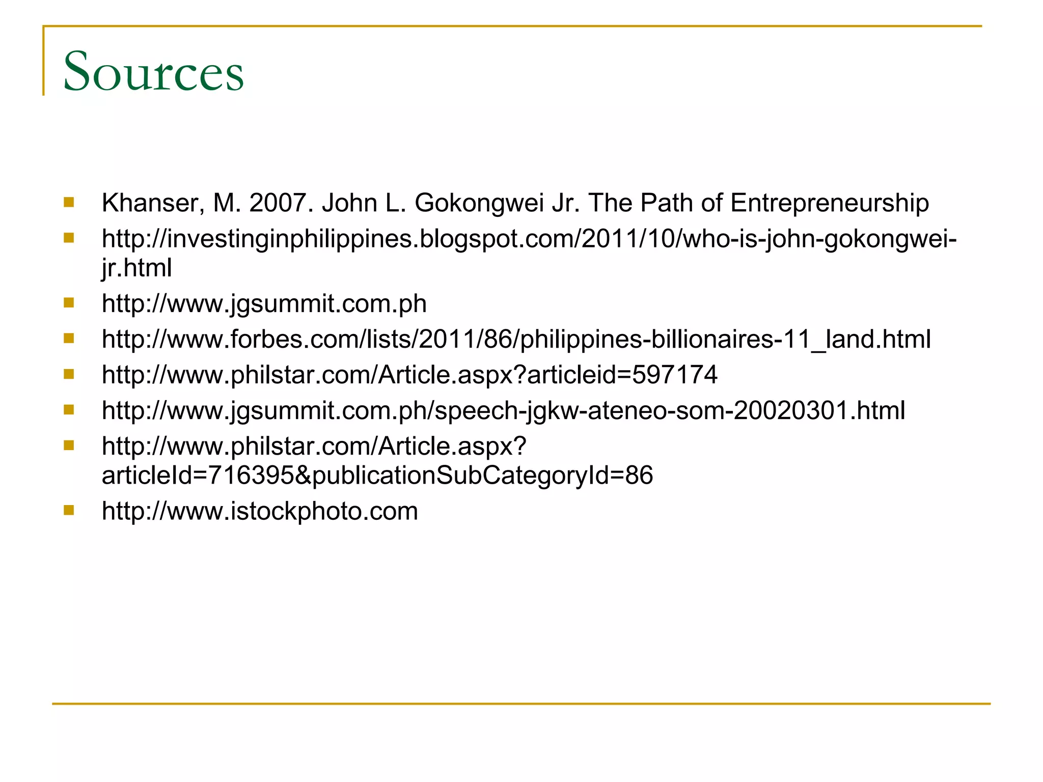 Entrep special report john l. gokongwei jr | PPT