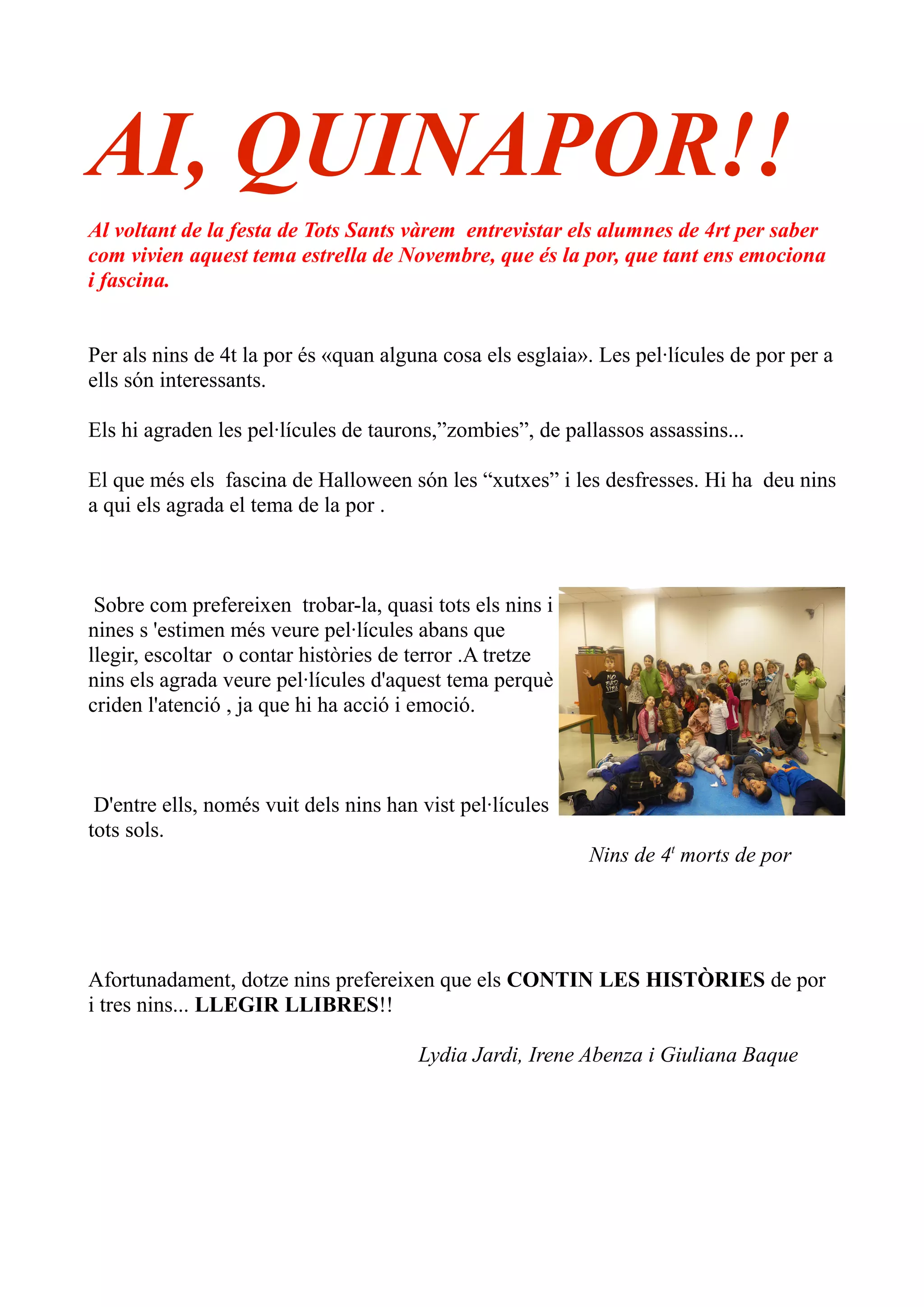 Entrevista la por. na lydia, irene i giuliana | PDF