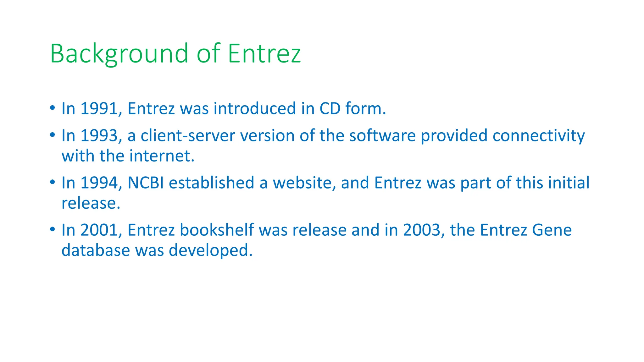 presentation on entrez in bioinformatics | PPTX