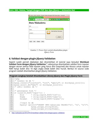 Entri, Edit, Delete, Tampil (CRUD) dengan PHP dan Ajax JQuery | PDF