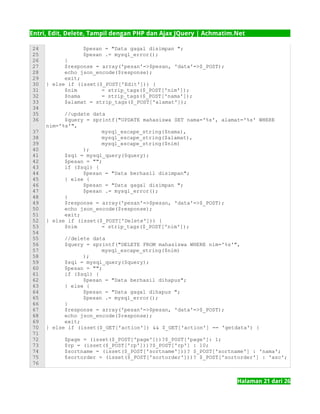 Entri, Edit, Delete, Tampil (CRUD) dengan PHP dan Ajax JQuery | PDF