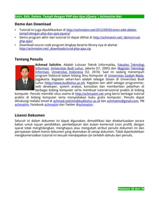 Entri, Edit, Delete, Tampil (CRUD) dengan PHP dan Ajax JQuery | PDF