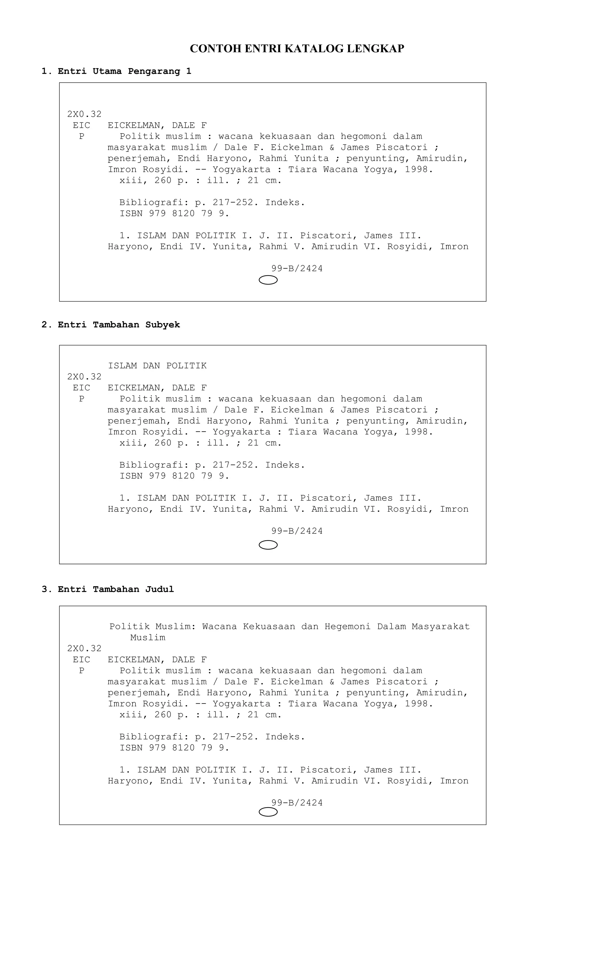Entri katalog lengkap | DOC
