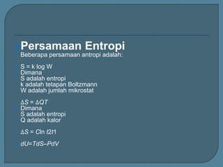 Entropi dan hukum termodinamika | PPTX